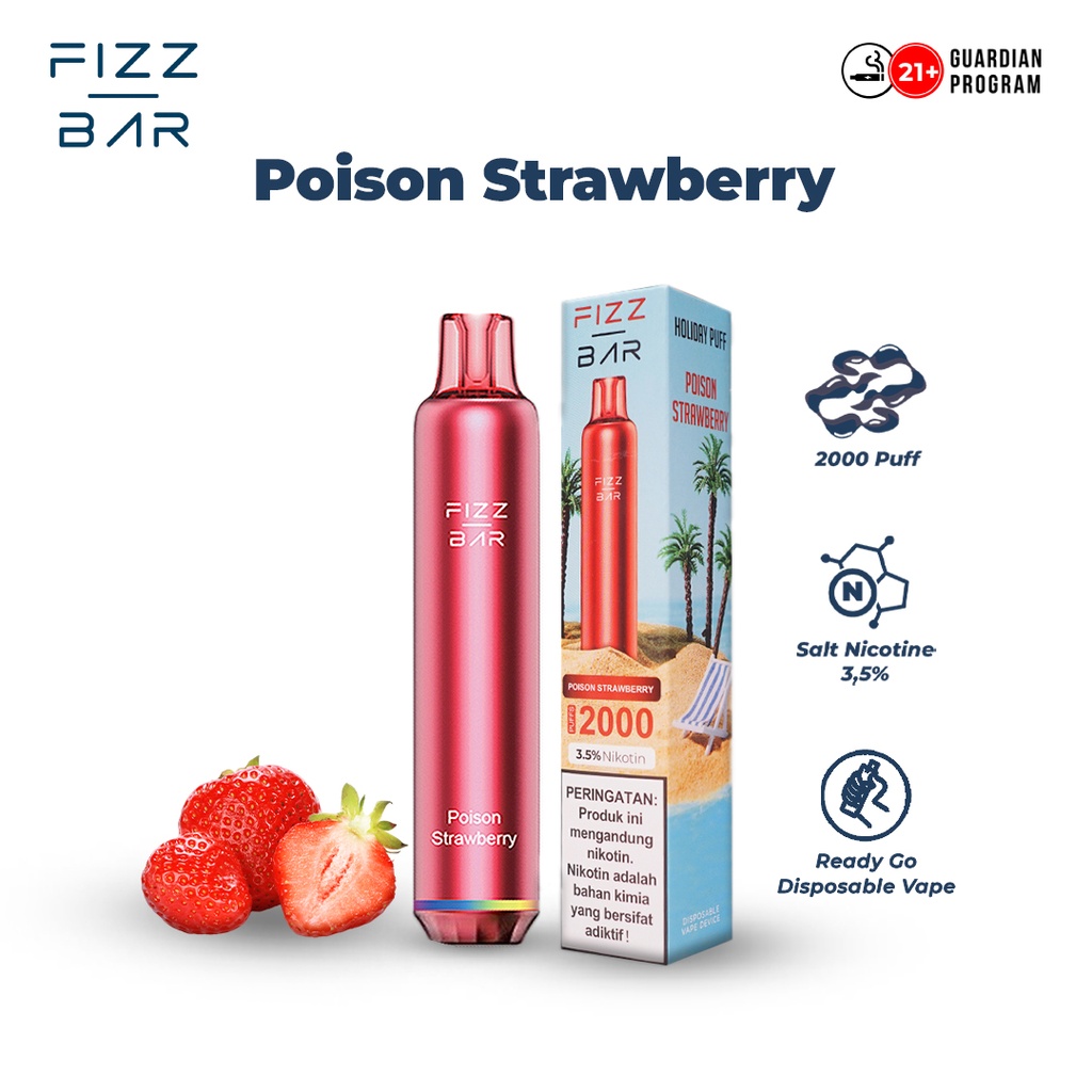 FIZZ BAR Disposable - Strawberry/Poison Strawberry - 2000 Puffs | Fizzbar
